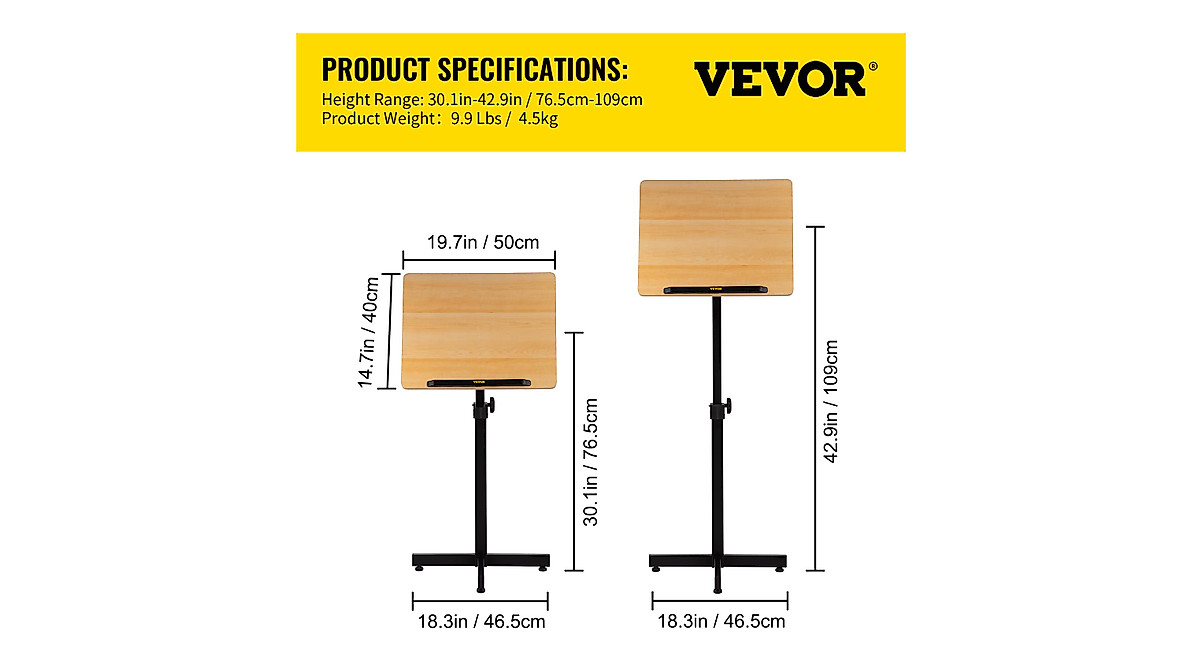VEVOR Adjustable Lectern Stand for Presentations & Education