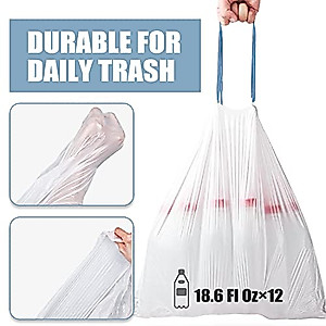 Small Trash Bags 4 Gallon - Drawstring 4 Gallon Trash Bag, Tear-Free 4 Gal Small Garbage Bags, Separated Unscented White Small Trash Bags Bathroom Trash Bags, 57 Count