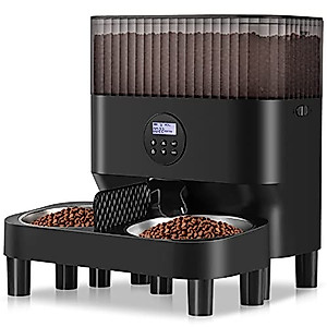 Cat Feeders for 2 Cats, Timed Cat Food Dispenser with 2-Way Splitter & 2 Stainless Steel Bowls Programmable Pet Feeder for Cats & Dogs 10S Voice Recorder