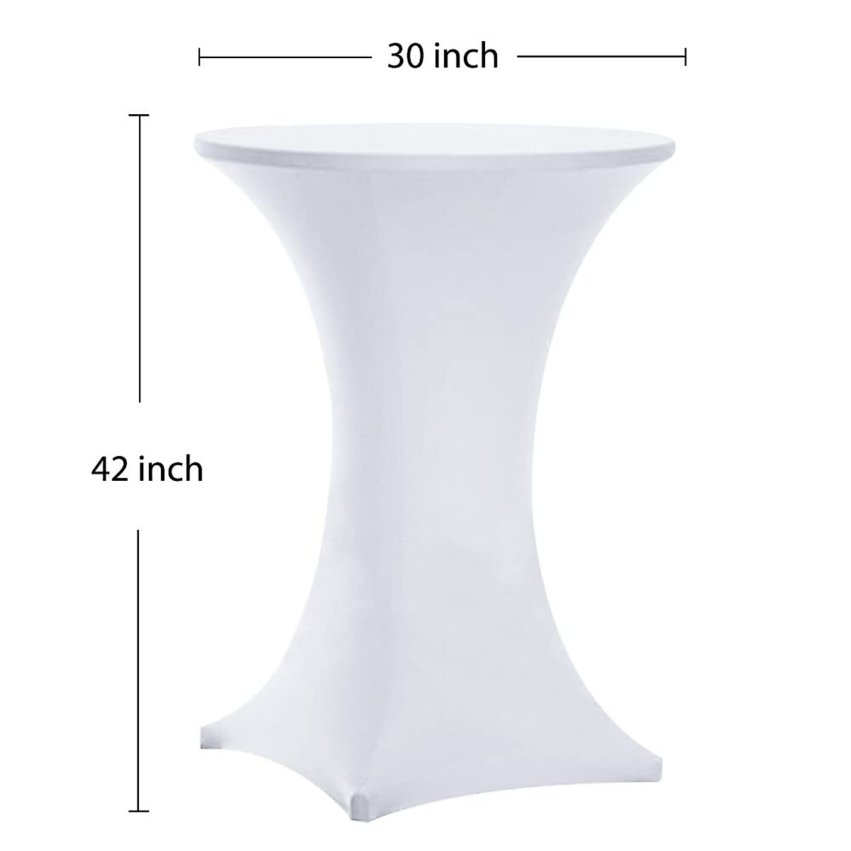 Tina's 2 Pack Spandex Cocktail Table Covers White 30x42 Inch, Fitted Stretch Cocktail Tablecloth for Round Tables (2PC 30X42 White)