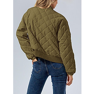 PRETTYGARDEN Women's 2024 Winter Trendy Jackets Button Down Long Sleeve Padded Warm Outerwear Fashion Coats with Pockets (Army Green,Small)