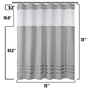 Yimobra Waffle Weave Shower Curtain Set with Snap-in Fabric Liner, Heavyweight Fabric with 12 Hooks, Waterproof and Washable, Mesh Top Window, 72 "x 72", Grey
