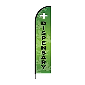 Dispensary Sign - Feather Flag Swooper Banner Pole Kit Outdoor Business Advertising Display, 15ft