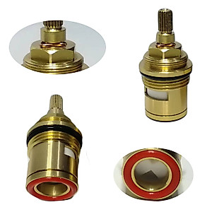Ceramic Stem Brass Ceramic Stem Disc Cartridge G3/4"Faucet Valve Replacement for Bathroom Kitchen Tap (2 Packs, Cold & Hot) (Height 57MM)
