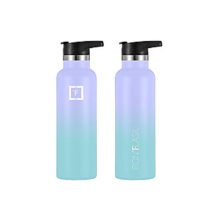 IRON °FLASK Sports Water Bottle - 3 Lids (Narrow Straw Lid) Leak Proof Vacuum Insulated Stainless Steel - Hot & Cold Double Walled Insulated Thermos, Durable Metal Canteen - Cotton Candy, 20 Oz