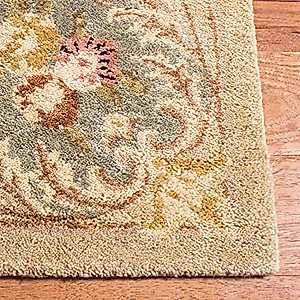 SAFAVIEH Bergama Collection Area Rug - 8' x 10', Ivory & Light Blue, Handmade French Country Wool, Ideal for High Traffic Areas in Living Room, Bedroom (BRG166A)