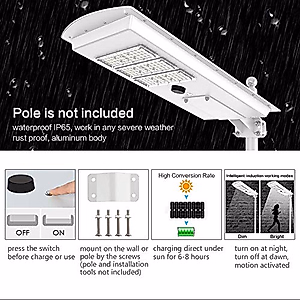 TENKOO 200W LED Solar Flood Light Dusk to Dawn Solar Powered Street Light Outdoor Waterproof IP67 with Remote Control Solar Security Light for Backyard|Garage|Driveway|Basketball Court…