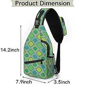 GeMeFv St Patrick's Day Sling Backpack Chest Bag Crossbody Shoulder Bag, Gym Cycling Travel Hiking Daypack for Women Men(Shamrock Plaid)