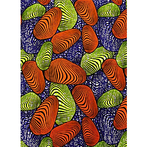 African Ankara Wax Prints Fabrics-Abstract Design- Yellow, Blue, White, Black, Sell by 6 Yards- 100% Cotton-for Men and Women