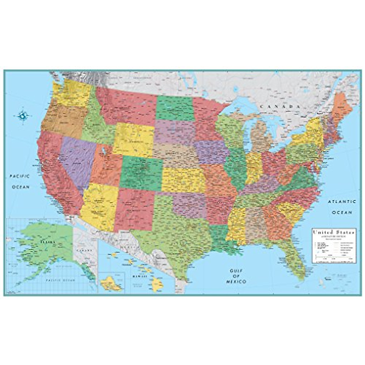 RMC 32" x 50" Signature United States USA and World Wall Map Set (Laminated)