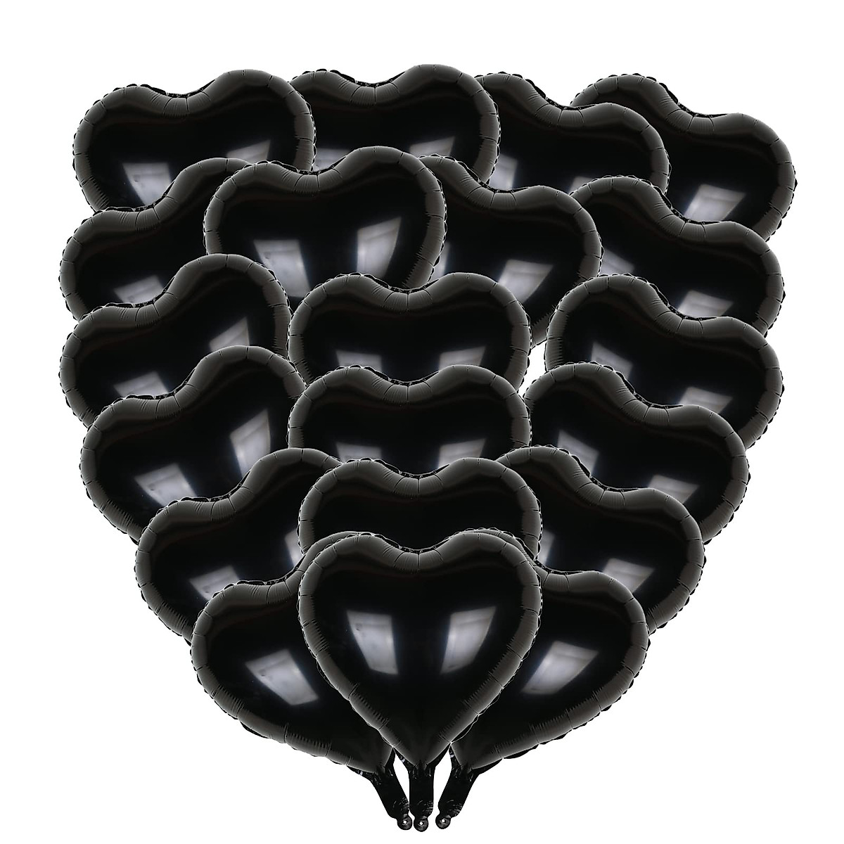 Guzon 15Pcs Black Heart Shaped Balloons 18" Mylar Balloons Aluminum Foil Balloons For Baby Shower Wedding Valentine Decorations Love Balloons Party Decorations