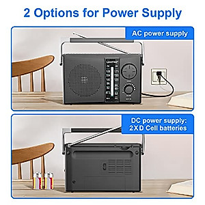 LEOTEC Portable AM FM Radio with Best Reception,Battery Operated or AC Power,Big Speaker,Large Tuning Knob,Clear Dial,Earphone Jack for Gift,Elder,Home