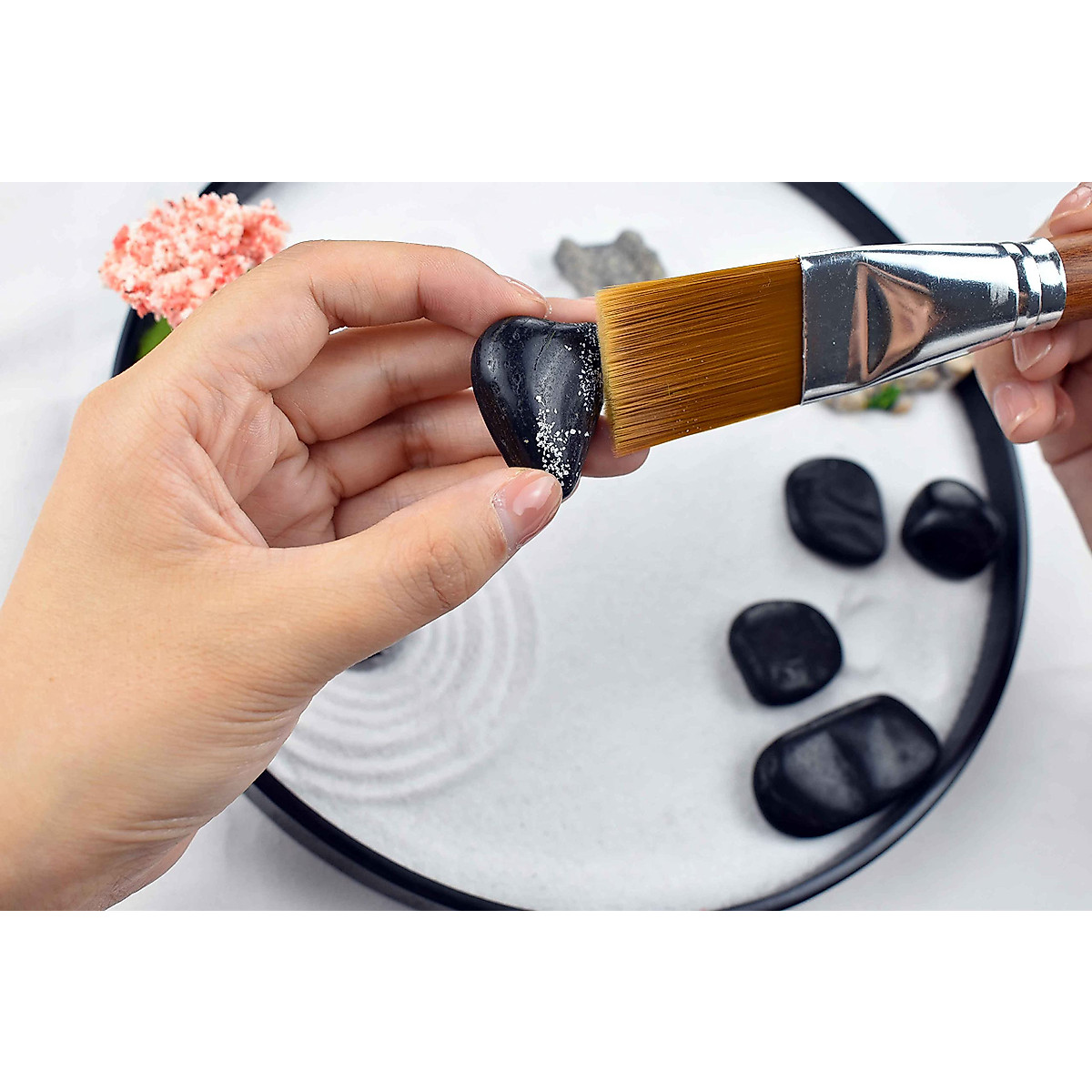 Artcome Japanese Zen Sand Garden for Desk with Rake, Stand, Rocks and Mini Furnishing Articles - Office Table Accessories, Mini Zen Sand Garden Kit - Meditation Gifts