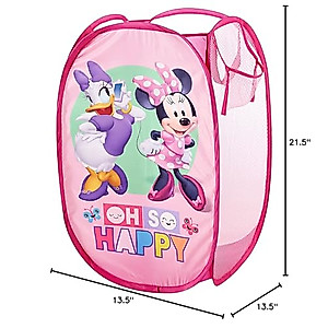 Disney Minnie Mouse Oh So Happy Pop Up Hamper with Durable Carry Handles, 21" H x 13.5" W X 13.5" L