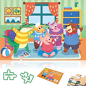 SOPHRAY Happy Party 35 Piece Toddler Jigsaw Puzzles, Preschool Educational Puzzles Travel Toys for Ages 2-4 3-5 Boys Girls, Early Learning Montessori Toy Kids 3 4 5, Size 10.2"x7.4"
