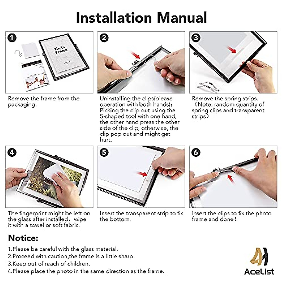 ZONYEO Set of 3 Glass Picture Frame, Collection Simple Metal Floating Frame with Glass Cover Includes 4x4, 4X 6, 5x7