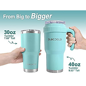 DLOCCOLD 40 oz Tumbler with Handle, Lid & Straw, Insulated Double Walled Stainless Steel Tumbler, Thermos Travel Coffee Mug for Women Men, Reusable water Tumbler with Leak-Proof Lid