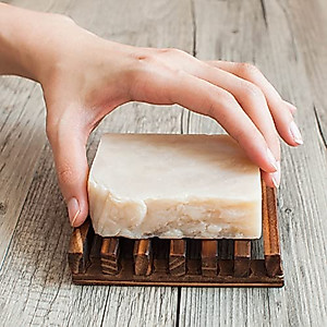 Sihuuu Soap Dish, Soap Saver Holder Soap Tray for Bathroom Shower Easy Cleaning, Dry, Stop Mushy Soap (Brown, Wood)
