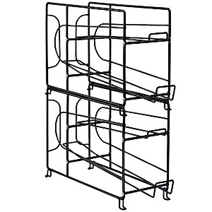2 Pack -SUFAUY Stackable Beverage Soda Can Dispenser Organizer Rack for Pantry or Refrigerator, Black