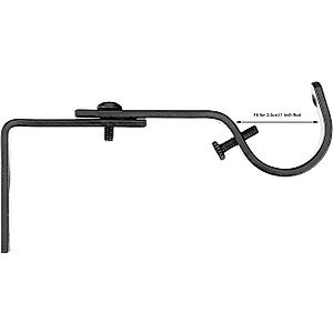 Amazon Basics Adjustable Curtain Rod Wall Bracket Hooks, Set of 2, Black