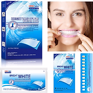 Lovely Smile Premium Line Teeth Whitening Strips - Enamel Safe - White Teeth in 1 Hour - No Slip and No Sensitivity - Dental Whitener Kit by Ray of Smile (28 Strips/Mint)