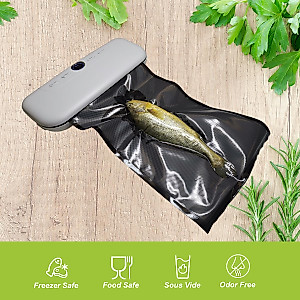 EDYCARX 11" x 19.5' Vacuum Seal Bags Black and Clear, Vacuum Sealer Bags for Food Storage, Heavy Duty Commercial Grade 5 Mil Vacuum Bags, 2 Rolls