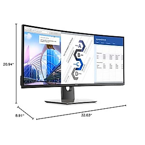 Dell U3417W FR3PK 34-Inch QHD Ultra Wide 1440p Screen Led-Lit Monitor, Single