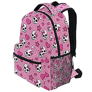 MNSRUU Student Travel School Backpack Pink Skull Girl College Laptop Backpacks Business iPad Tablet Computer Bookbags for Adult Teen One Size