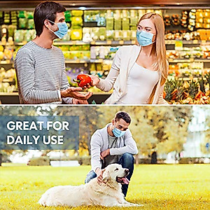 HDFK Face Mask Disposable Adults 3Ply Non-Woven with Nose Clip Ear Loop Blue 50Pack