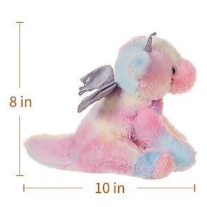 Apricot Lamb Toys Plush Colorful Plush Dragon Dinosaur Stuffed Animal Soft Cuddly Perfect for Child (Colorful Plush Dragon, 8 Inches)