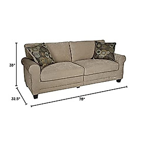 Serta Copenhagen 78" Sofa - Pillowed Back Cushions and Rounded Arms, Durable Modern Upholstered Fabric - Marzipan