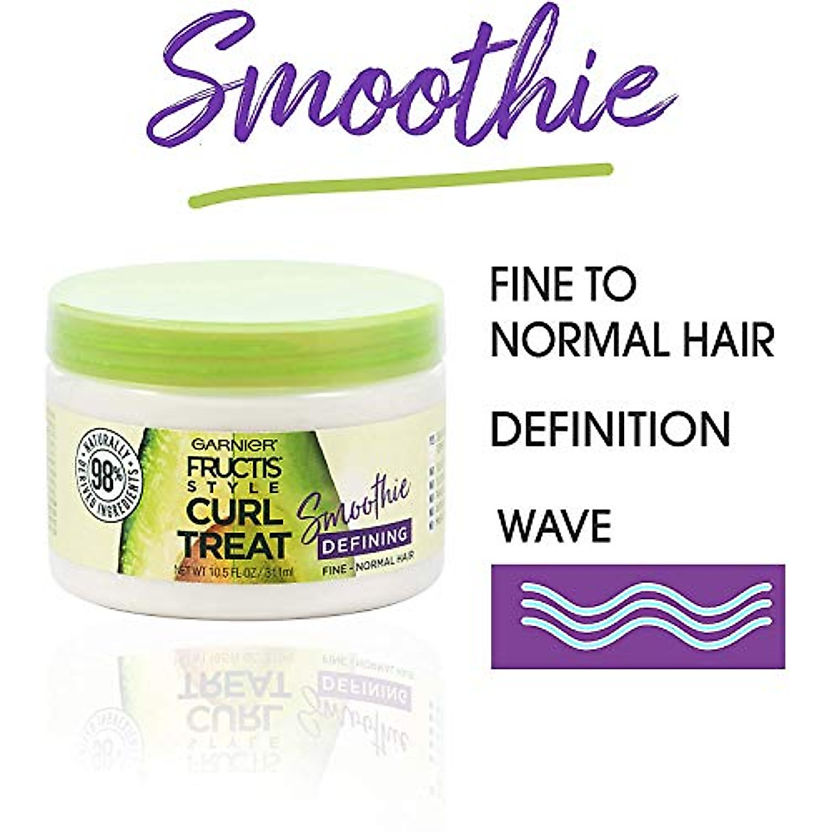 Garnier Hair Care Fructis Curl Nourish Shampoo, Conditioner, & Natural Styling Curl Treat Smoothie, Nourish for Frizz Resistant Curls, Frizz Free up to 24 Hours, Paraben Free,1 Kit