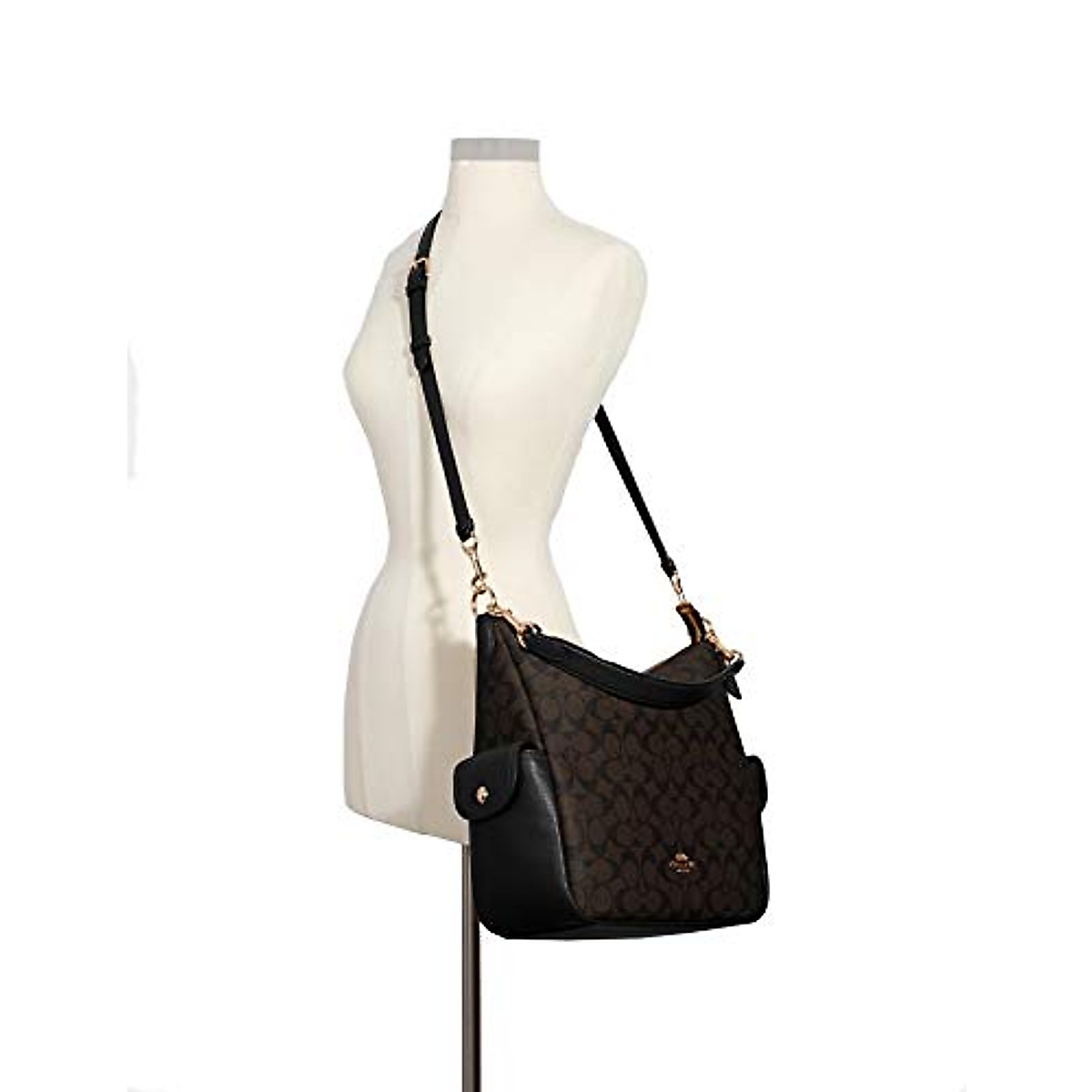 Coach Pennie Leather Shoulder Purse - #C1523 - Black/Brown/Signature