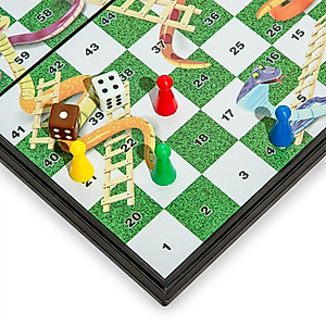 Magnetic Snakes and Ladders Board Game Set - 9.6 Inches