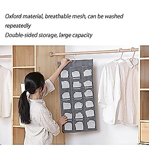 Hanging Closet Organizer for Underwear, Space Saving Storage Pocket Bag Dual-Sided for Bra,Jewelry,Stockings,Panties, Socks, 30 Pockets (Gray)