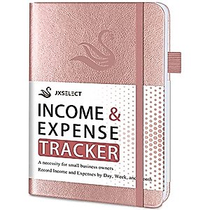 JXSELECT Elegant Income and Expense Tracker Notebook – Accounting Ledger Book for Small Business Owners – Income and Expense Log Book with – Undated Bookkeeping Record Book, 5.7″ x 8.5″ (Rose Gold)