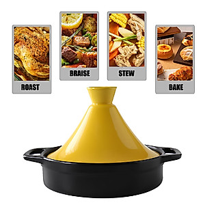 Xgxoz Tagine Cooking Pot, Ceramic Tagine Cookware with Handle, Ceramics Pot Tajine Cooking Cookware Nonstick Saucepan for Home