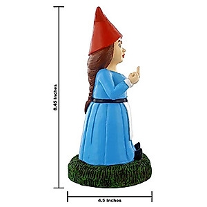 Gnometastic Middle Finger Gnome - Lady Double Bird Statue, 8.45in, Female Naughty Gnome - Garden Gnomes Outdoor Funny Lawn Decoration