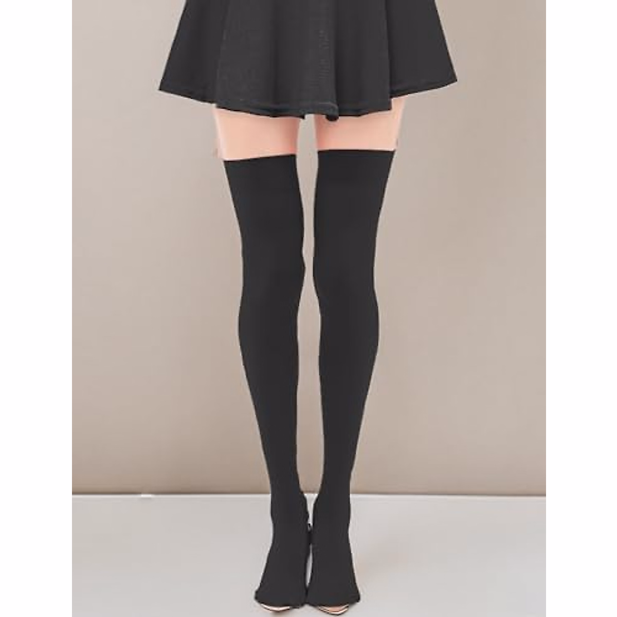 Lastclream Women Costume Thigh High Silk Stockings for Girls Over Knee Socks Cosplay Knee High Hosiery (Black)