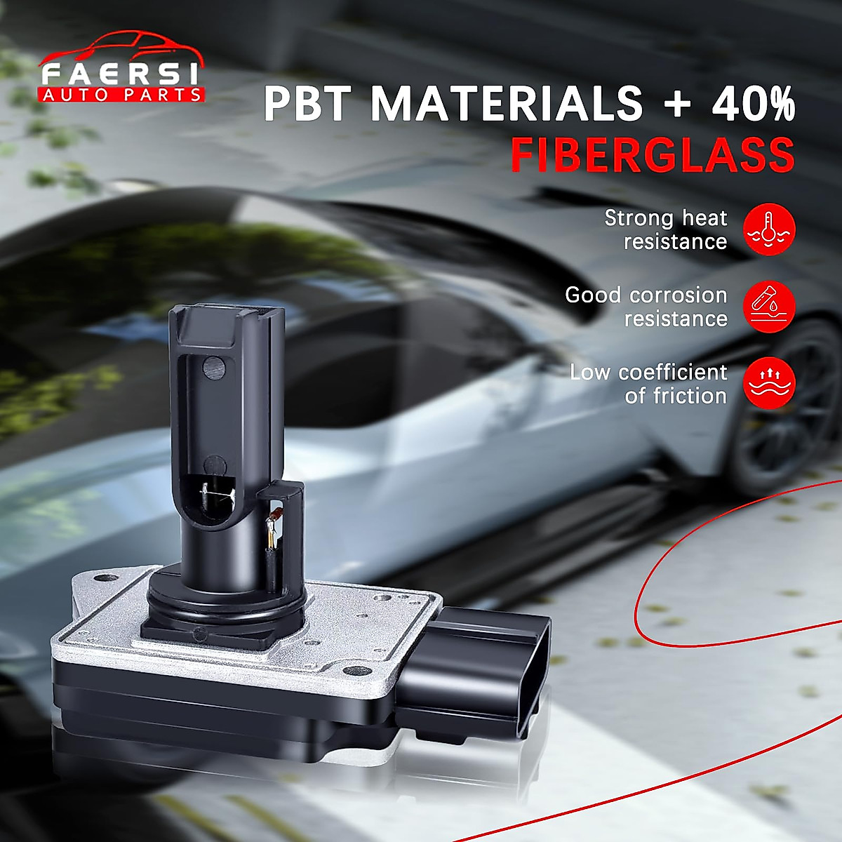 FAERSI Mass Air Flow Meter Sensor MAF 74-50011 XF2F12B579BA Replace for 2001-2004 Ford Mustang Focus Mazda Tribute B3000 B4000 1999-2003 Explorer 2001-2003 Ranger,1999-2006 Mercury 3.0L 3.8L MAF