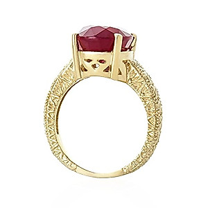 Galaxy Gold GG 14k Solid Gold Filigree Ring Oval Shape Ruby 5277 (Yellow-Gold, 5.5)