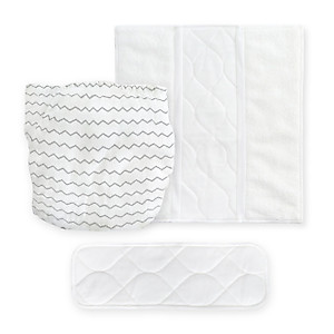 SmartNappy Cotton Muslin by Amazing Baby, NextGen Hybrid Cloth Diaper Cover + 1 Tri-fold Reusable Insert + 1 Reusable Booster, Mini Chevron, Gray, Size 3, 12-25 lbs