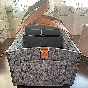 KITERI Diaper Caddy Basket, Felt Storage Caddy, Baby Diaper Caddy Organizer With Handles, Portable Nursery Storage Bin, Baby Diaper Organizer Caddy Bag Suitable For Diapers And Cars