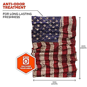 Ergodyne - 42121 Chill Its 6485 Neck Gaiter, Multiple Ways to Wear Headband, Sweat-Wicking American Flag