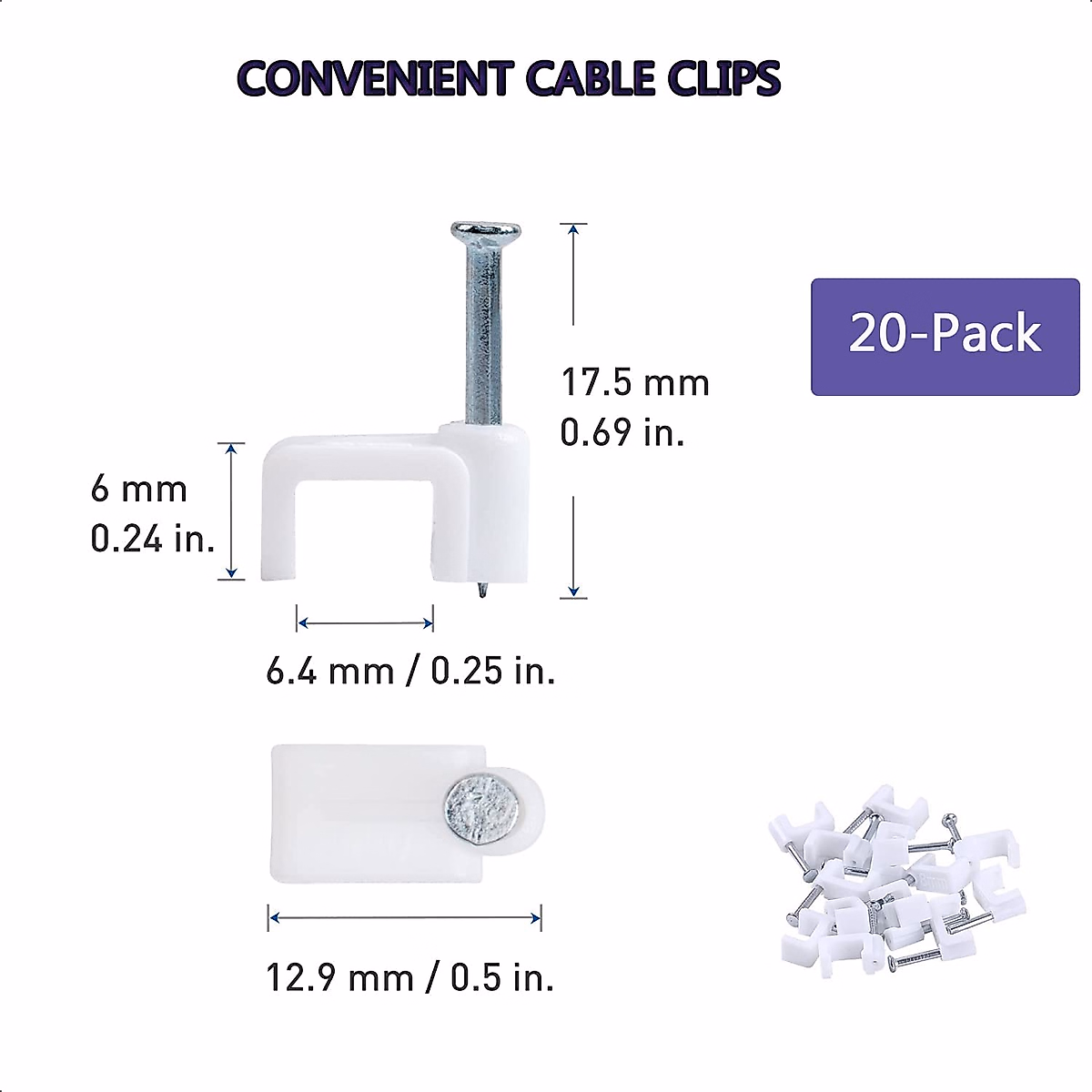 WISCENT Cat 6 Ethernet Cable 50 ft White - Flat Internet Network LAN Patch Cords – Solid Cat6 High Speed Computer Wire with Clips& Snagless Rj45 Connectors for Modem, Router – 50 feet