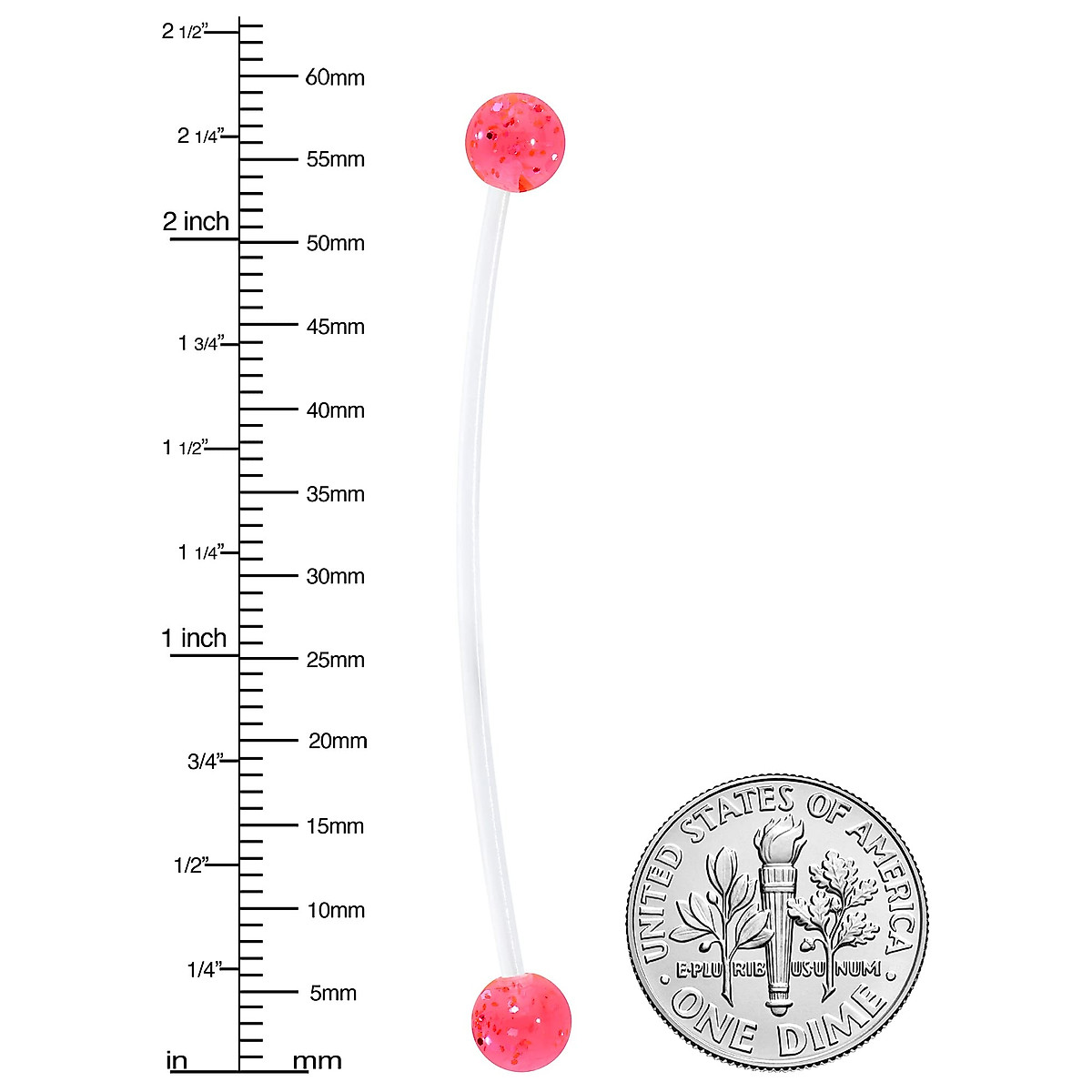 Body Candy Pregnancy Belly Button Ring Clear and Pink Acrylic Glitter Pack