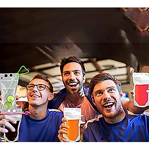 Drink Pouches Bag with Straws 20 Pack 17oz Plastic container Reclosable Zipper Hand-held Heavy Duty Ice Drinking Juice Pouches Bags