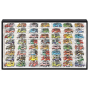 DisplayGifts 1/64 Scale Toy Cars Hot Die-cast Wheels Matchbox Display Case Storage Cabinet Shelf Rack for 56 Slots - 2 Doors, 23.5 X 15 X 2 inches
