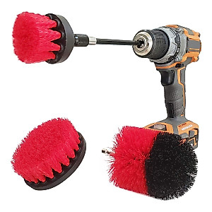 Bring It On Cleaner Drill Brush Attachment Set 3 Brushes - Bring It On Power Scrubber Brush Cleaning Kit, 5 Inch Extension, Use On Grout, Cars, Bathroom Surfaces, & Tile