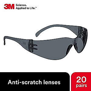 3M Safety Glasses, Virtua, ANSI Z87, 20 Pairs, Gray Hard Coat Lens, Gray Frame